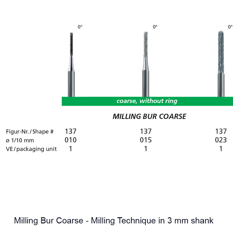 Milling Bur Coarse – Milling Technique in 3 mm shank – Doha Medical